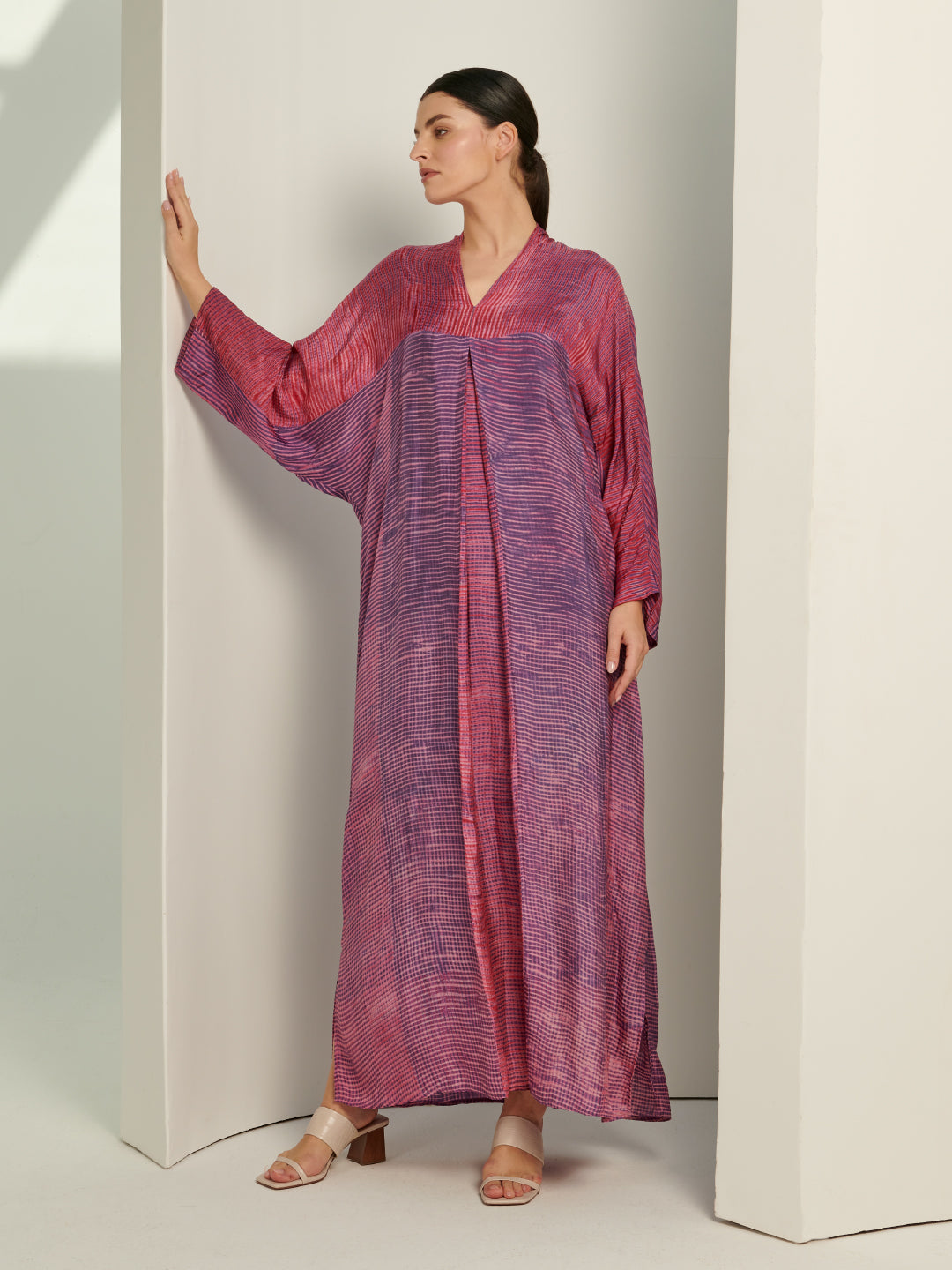 Purple Shabori Print Kaftan