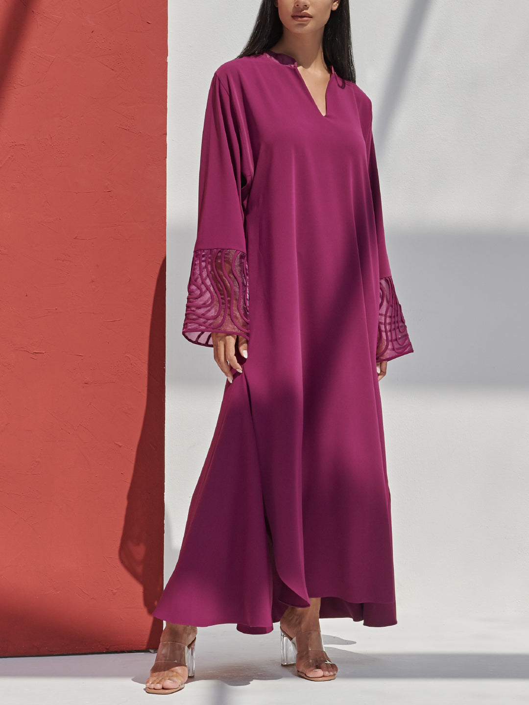 Raspberry Dress With Organza